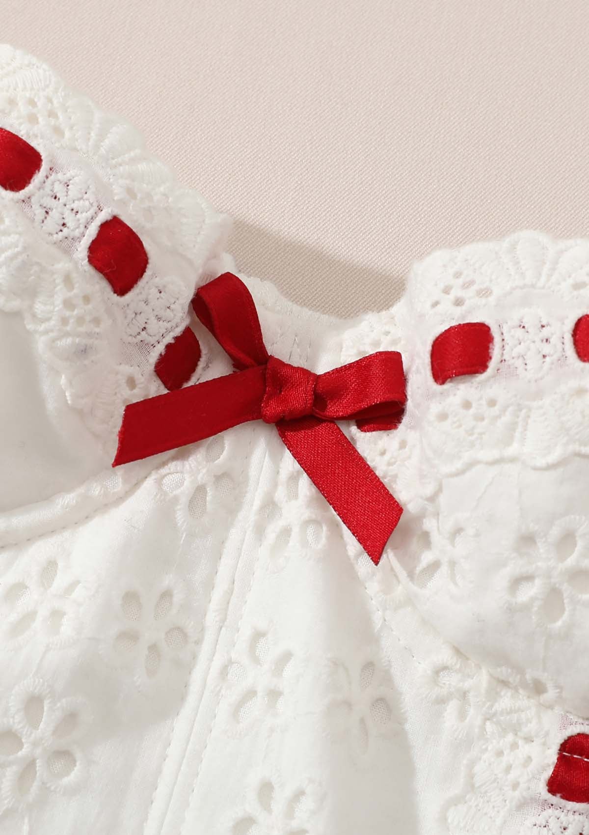 Classic Replica Women's Red and White Lace Corset Top with Herringbone ...